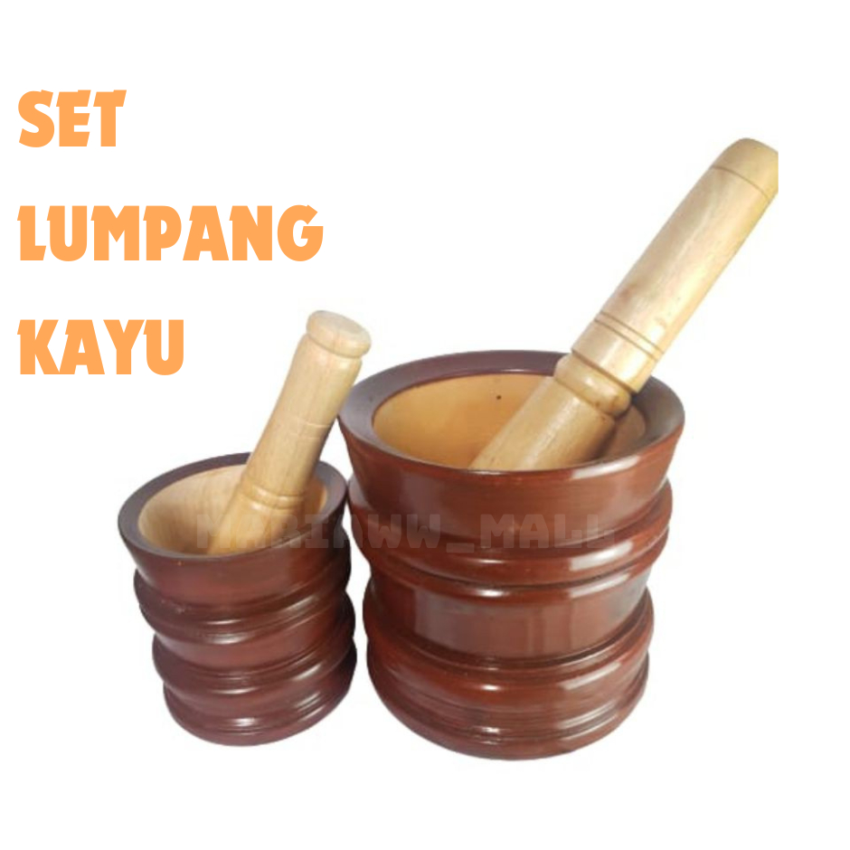 Jual LUMPANG KAYU BESAR DAN ALU/ALAT PENUMBUK / lumpang kayu 1 set ...