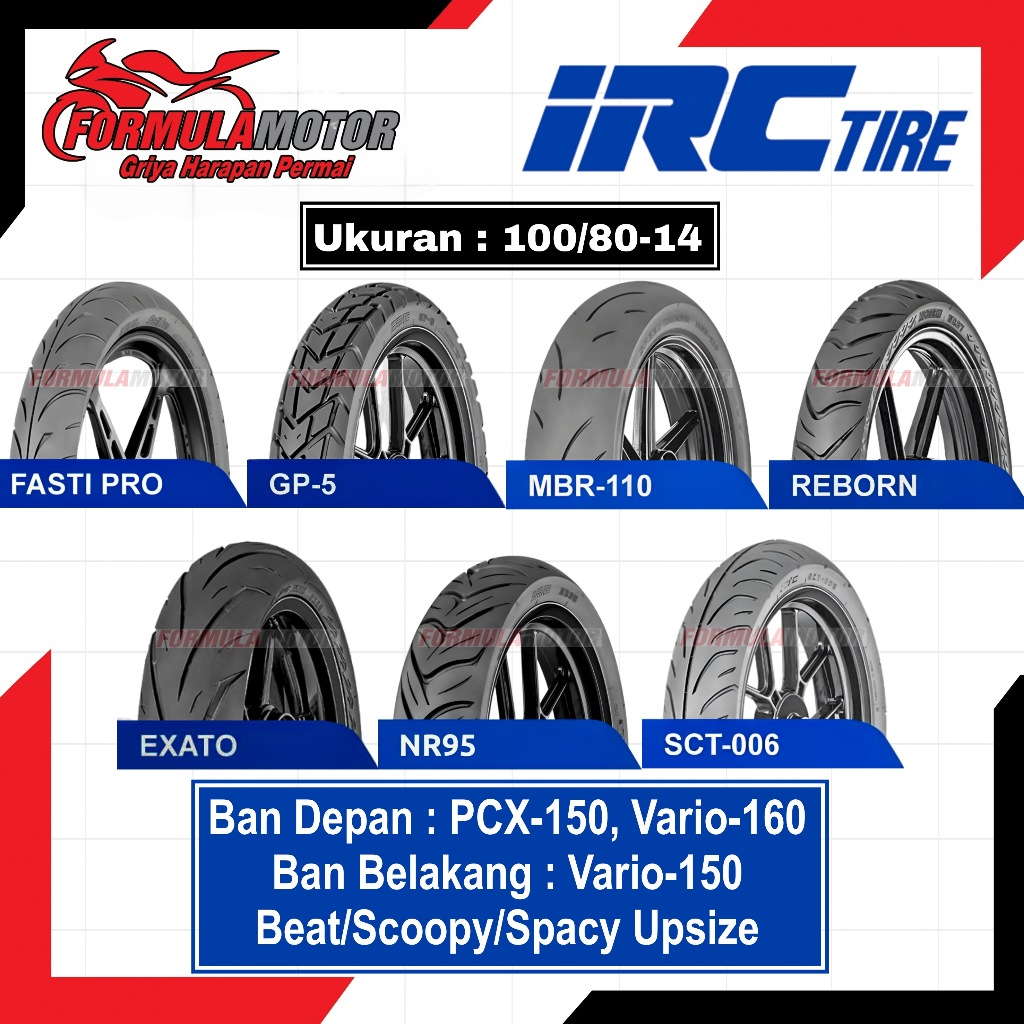 Jual 100/80-14 IRC Ring 14 Tubeless All Type - Ban Motor PCX-150, Vario ...