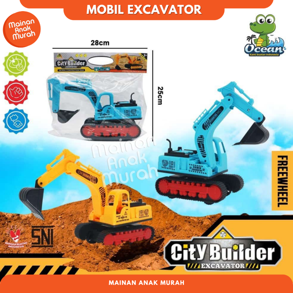 Jual Mainan Mobil Konstruksi Bego Excavator / Truk Keruk Tanah Beko ...