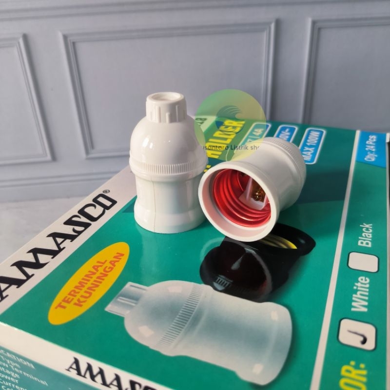 Jual Amasco Fitting Lampu Gantung AMC-218 E27 Putih Kualitas SNI | Shopee Indonesia
