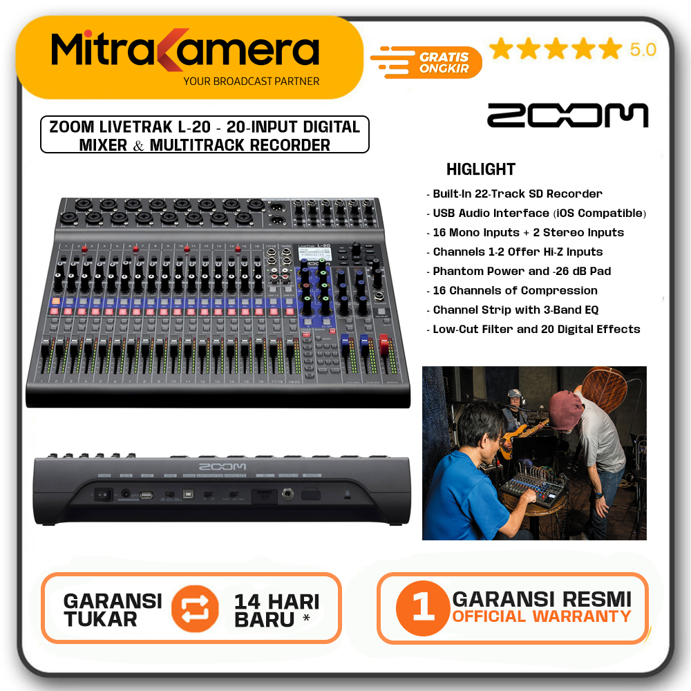 Jual Zoom LiveTrak L-20 - 20-Input Digital Mixer & Multitrack Recorder ...