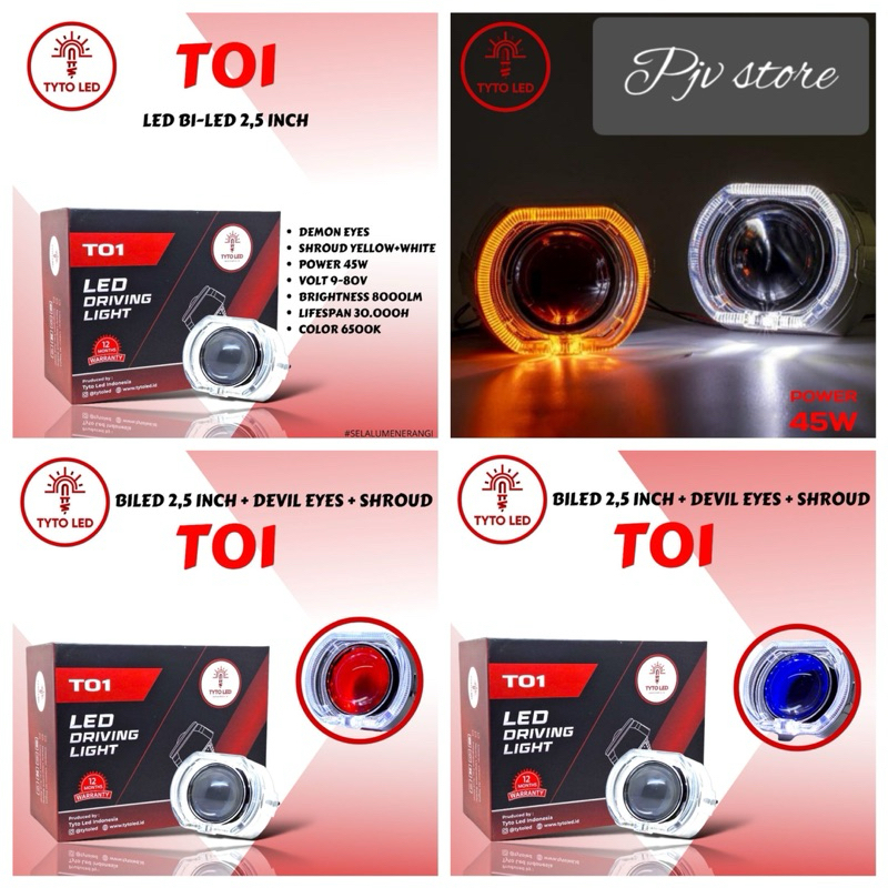 Jual LED TYTO T01 BILED 2.5 INCH + DEVIL EYES + SHROUD 45W MODEL AES ...