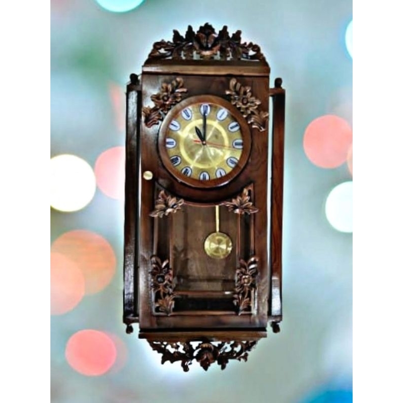 Jual Jam dinding kuno kayu jati ukir jam gantung klasik | Shopee Indonesia