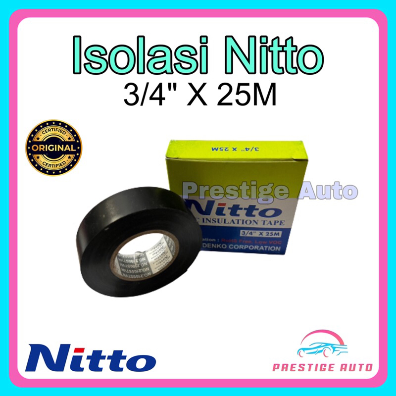 Jual Isolasi Listrik Nitto 3/4” x 25M Hitam 100% Original / Asli ...