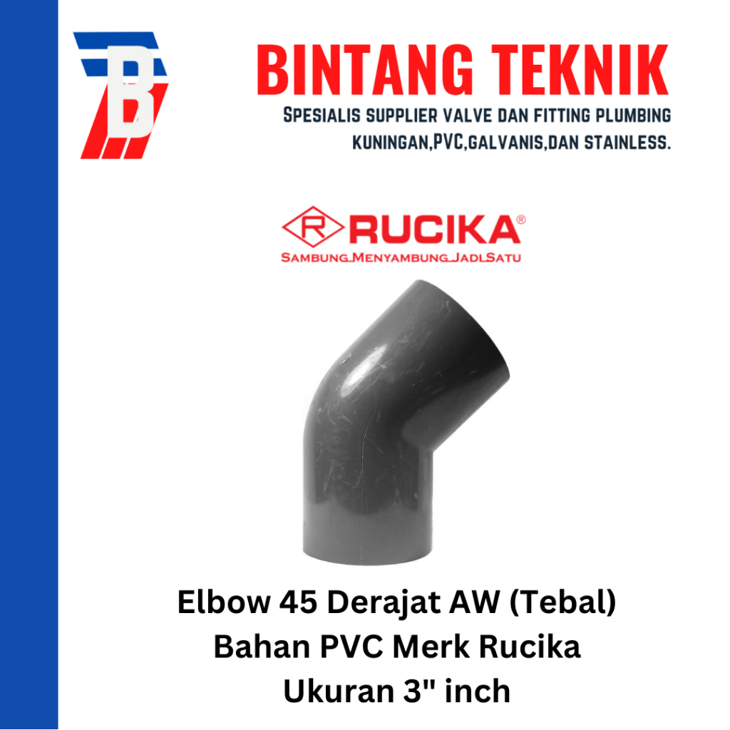 Jual Elbow / Knee 3" inch PVC Rucika AW (Tebal) 45 Derajat | Shopee ...