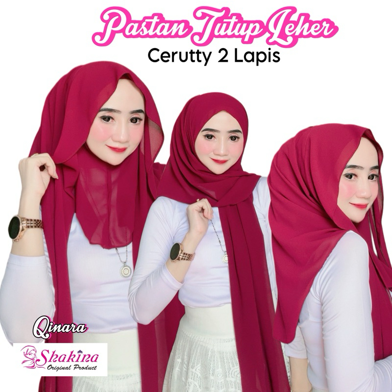Jual Pashmina Cerutty 2 Lapis Qinara Tutup Leher Design Pashmina Ovale | Shopee Indonesia