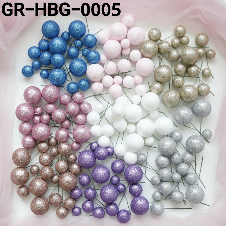 Jual GR-HBG-0005 Cake topper hiasan kue bola glitter emas perak pink putih (mainan) | Shopee ...