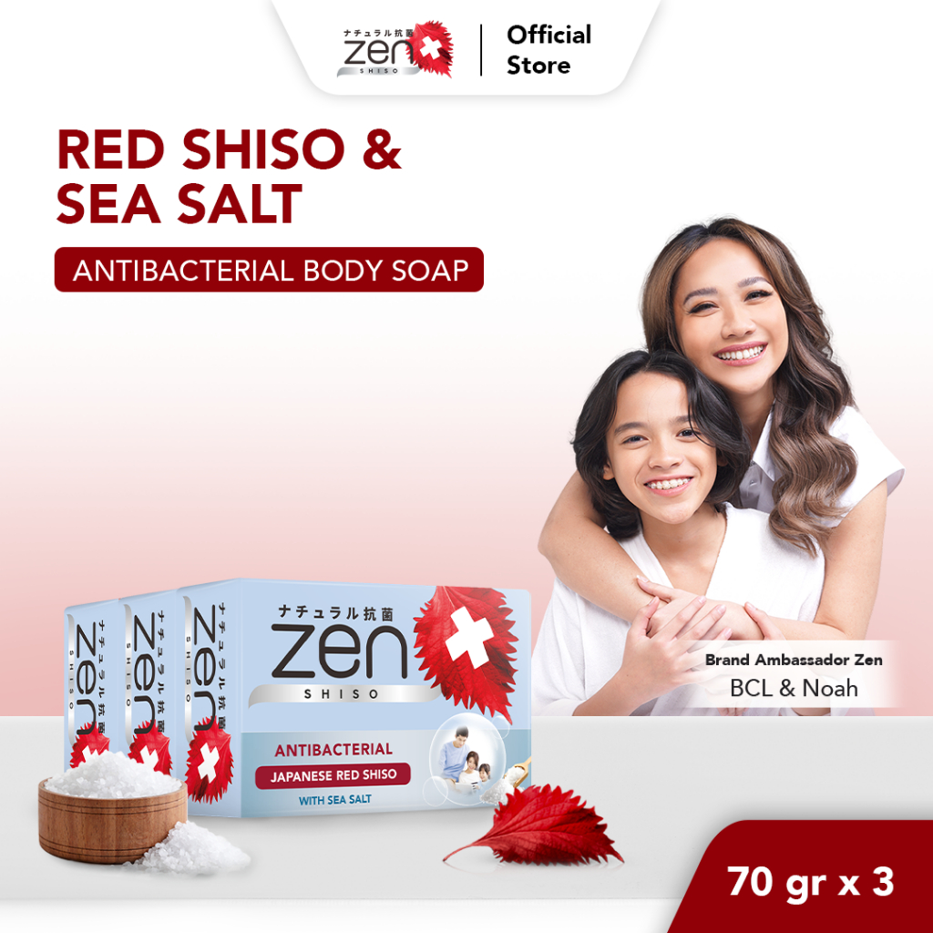 Jual Zen Antibacterial Bar Soap Shiso & Seasalt 70gr isi 3pcs | Shopee ...