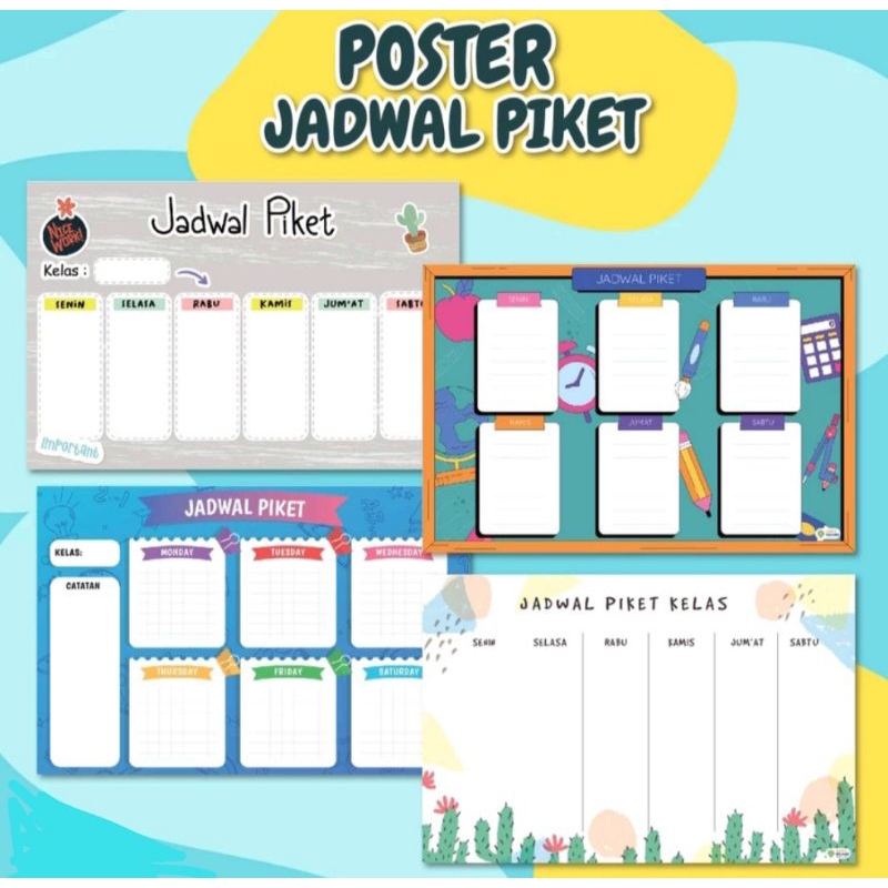 Jual DOUBLE LAMINASI -- Poster Jadwal Piket / Poster Jadwal Piket Kelas ...