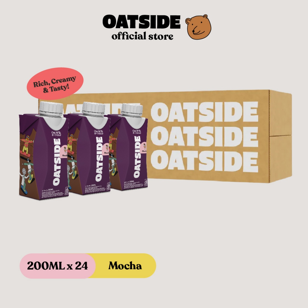 Jual OATSIDE Mini Cap Oat Milk Mocha 200ml (24 pcs) (Kemasan Tutup Botol)| Susu Oat Rasa Moka ...