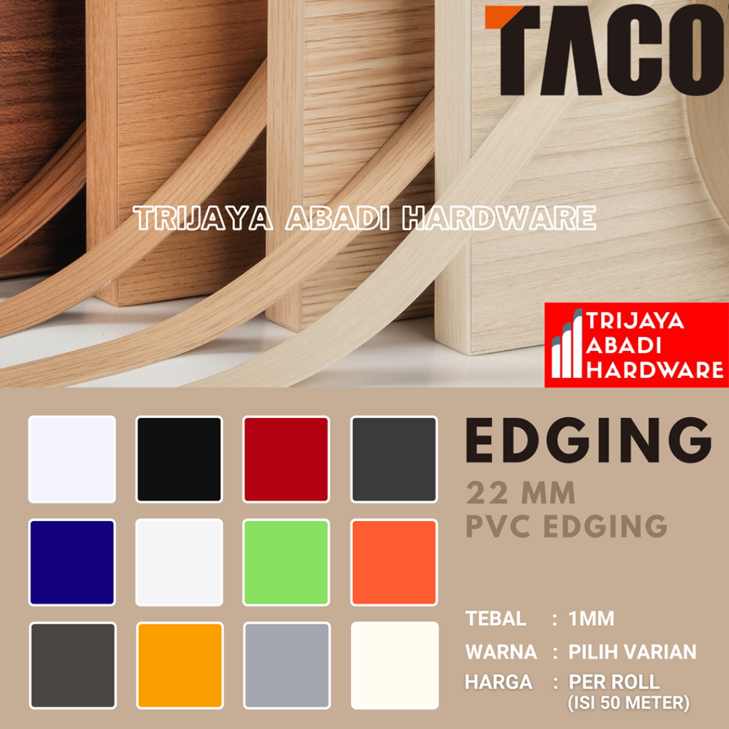 Jual Taco Pvc Edging 22mm S 002 - 065 Matte 50m Pelapis Furniture Laminate roll | Shopee Indonesia