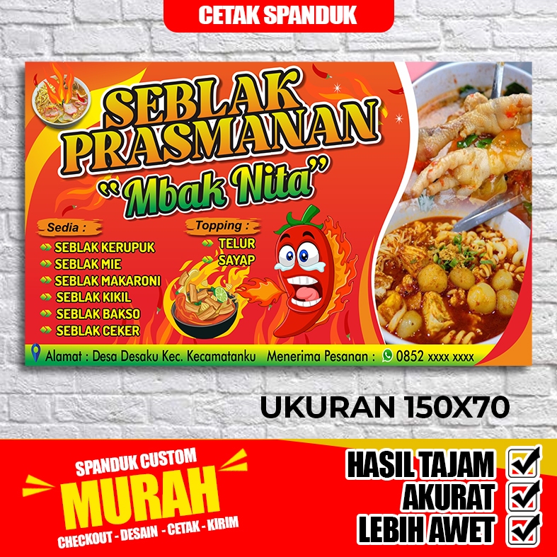 Jual BANNER SEBLAK, SPANDUK WARUNG SEBLAK UKURAN 150 X 70, BISA COD ...