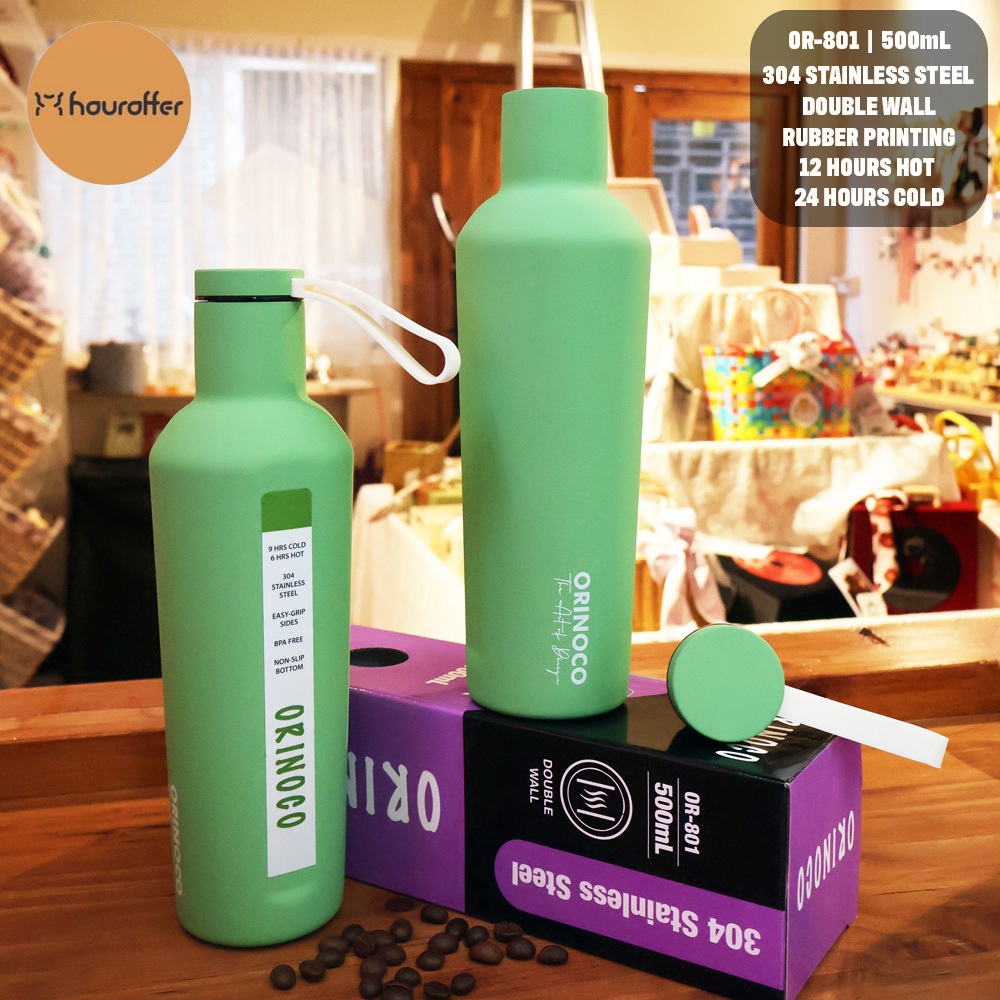 Jual Botol thermos Stainless Rubber Or801 Matcha green 500ml Tahan ...