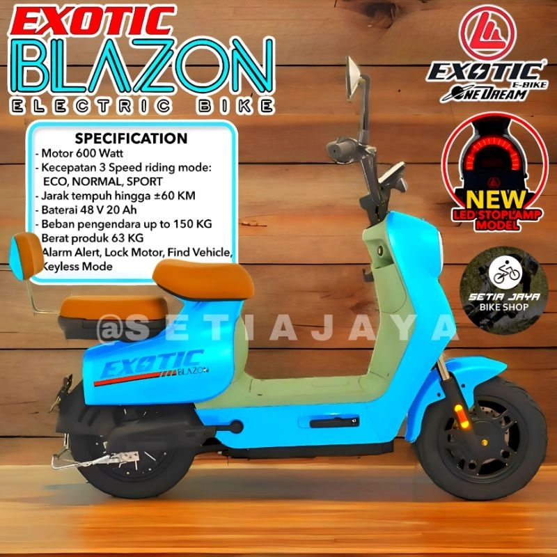 Jual Sepeda Listrik E-Bike EXOTIC BLAZON 48V 20Ah 600 Watt New Electric ...