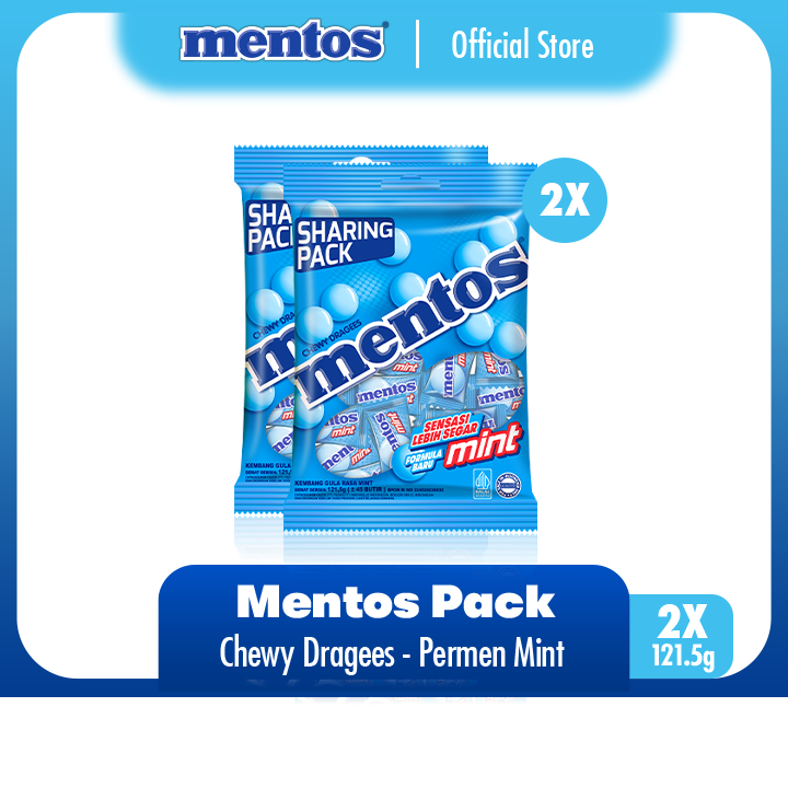 Jual Mentos Chewy Dragees Mint 216g - Permen Rasa Mint (2 Packs ...