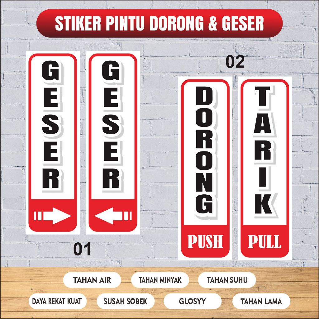 Jual Stiker dorong, tarik dan geser untuk pintu toko dan untuk pintu ...