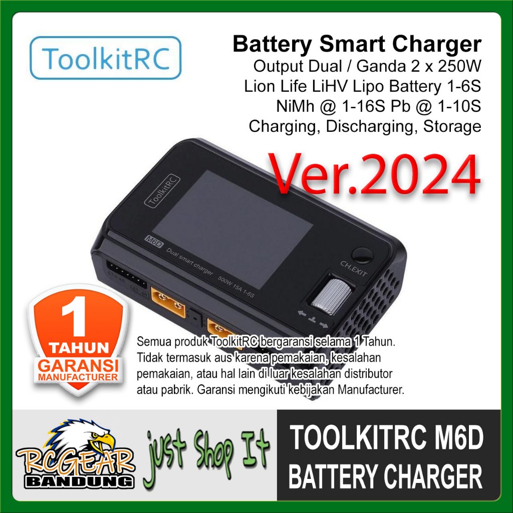 Jual ToolkitRC M6D 500W 15A Dual Charger 1-6S Lipo LiHV Lion NiMh ...