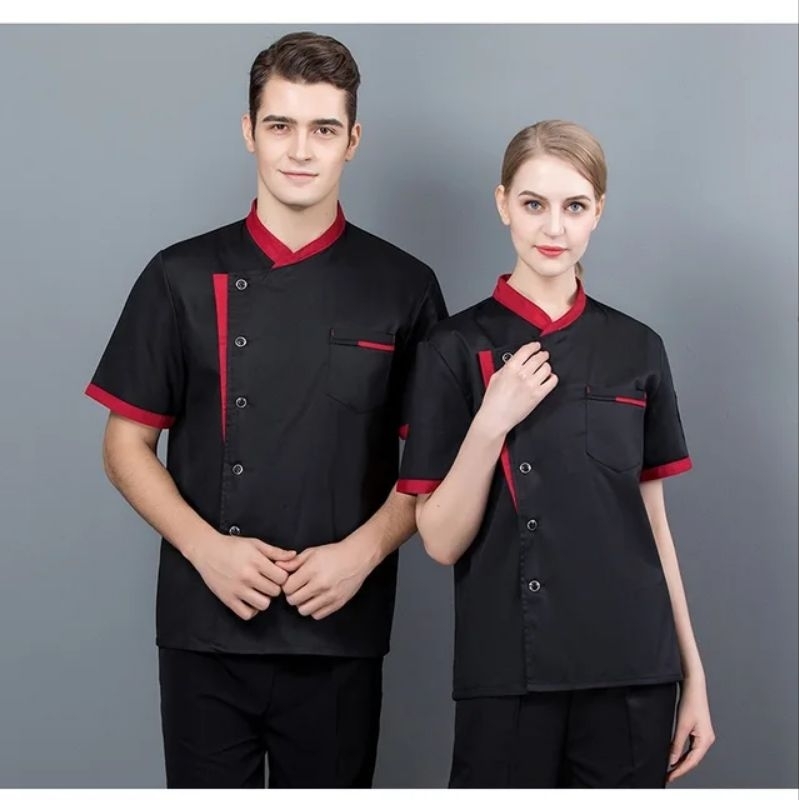 Jual Baju koki Baju Chef Unisex Lengan pendek ( kode L.n ) | Shopee ...