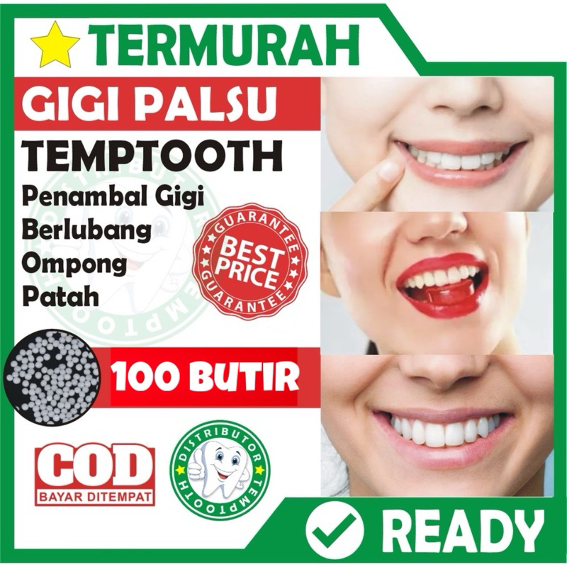 Jual [ PAKET ISI 100 BUTIR ] BUTIR Penampal Gigi sementara temptooth ...