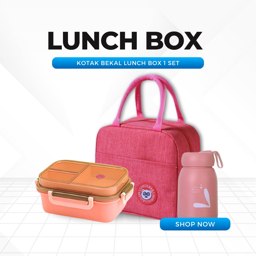 Jual Kotak Bekal Anak Sekolah Perempuan Laki Laki TK SD 1250 Ml Lunch Box Set Lengkap Tas Botol ...