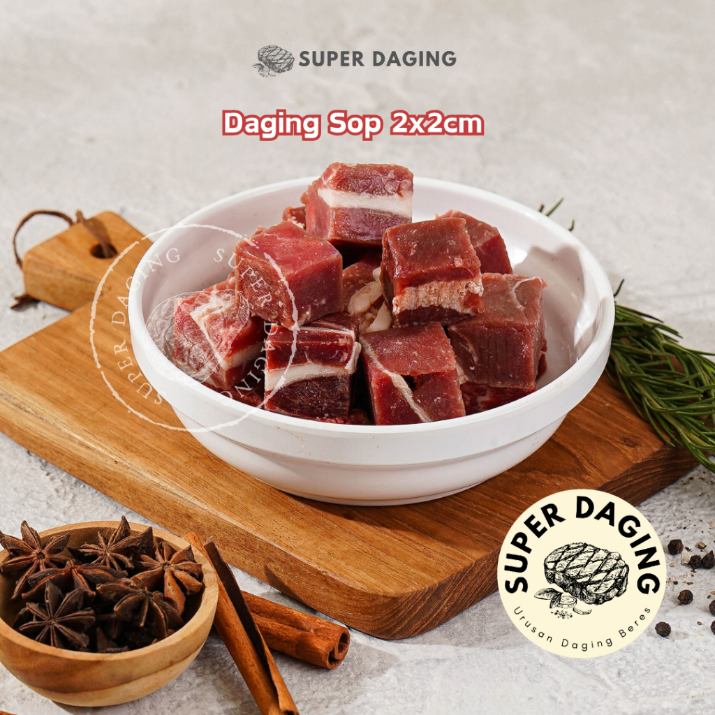 Jual Daging Sapi Sop / Imported Beef Topside 2x2cm 500g - Super Daging ...