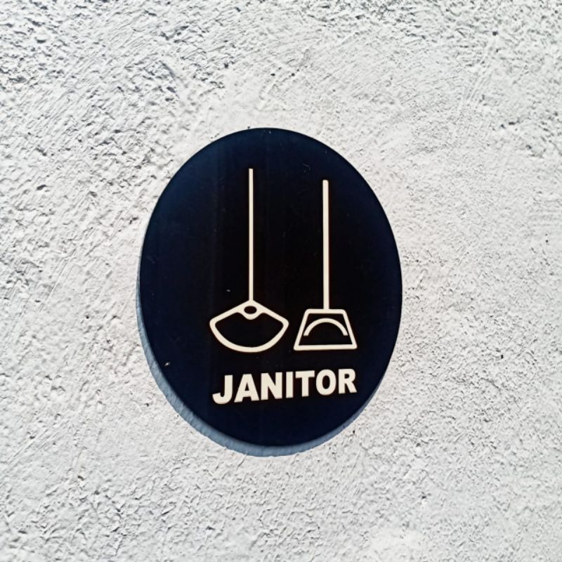 Jual sign Pop up bulat penanda ruang janitor etching | Shopee Indonesia