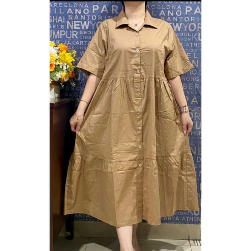 Jual DRESS KATUN PREMIUM MODEL RAMPLE KANCING HIDUP | Shopee Indonesia