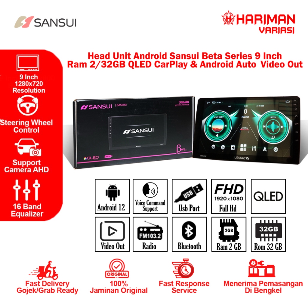 Jual Head Unit Android Sansui Beta Series 9 Inch Ram 2GB + Rom 32GB ...