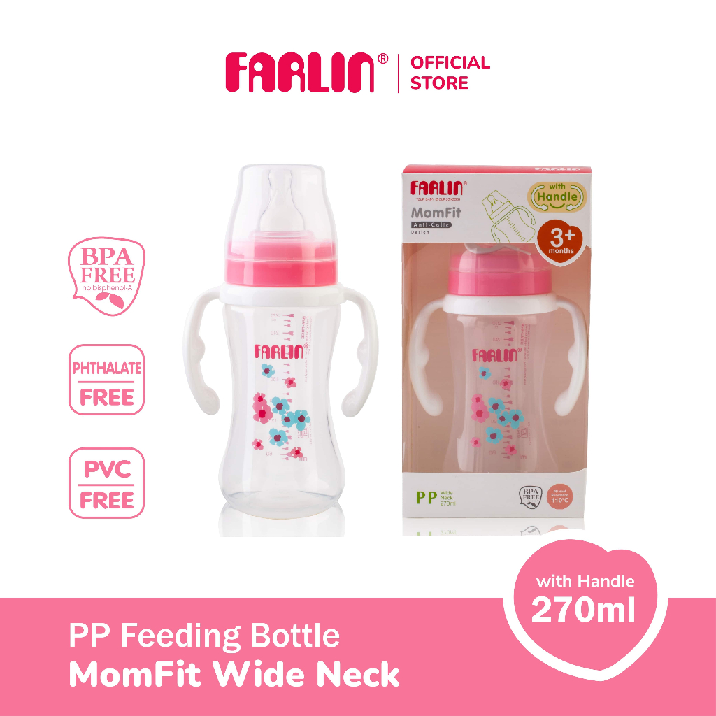 Jual Farlin MomFit PP Wide Neck Feeding Bottle with Handle - 270 ml - Botol Susu Bayi | Shopee ...