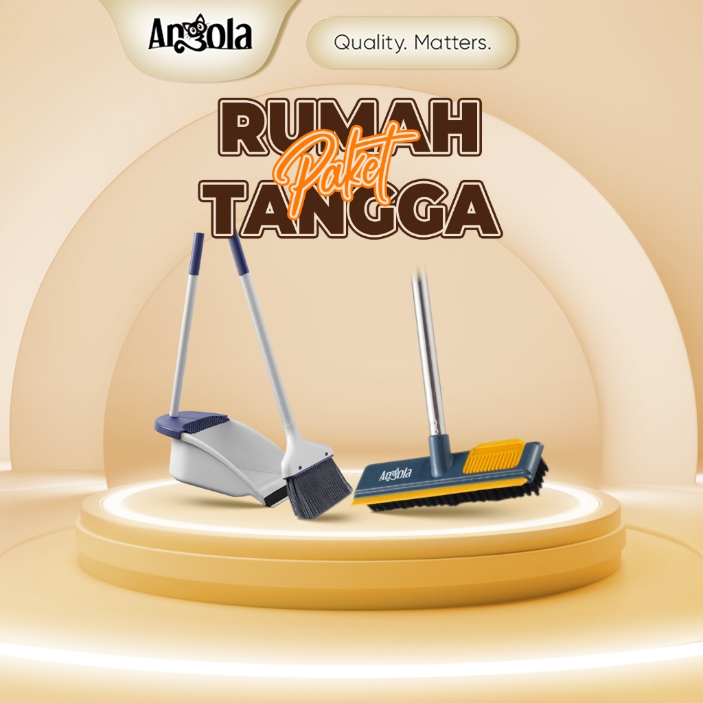 Jual [PRT 6] ANGOLA Satu Set Sapu Pengki & Sikat Dorong Toilet / Lantai ...