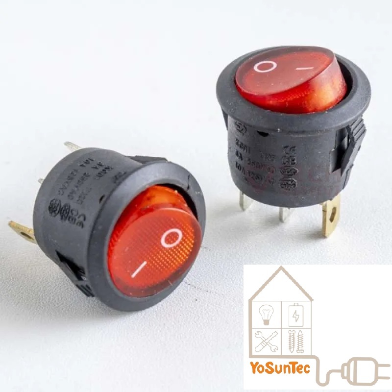 Jual Saklar Switch Bulat 3 pin (on-off) Lampu indikator Merah Bulat ...