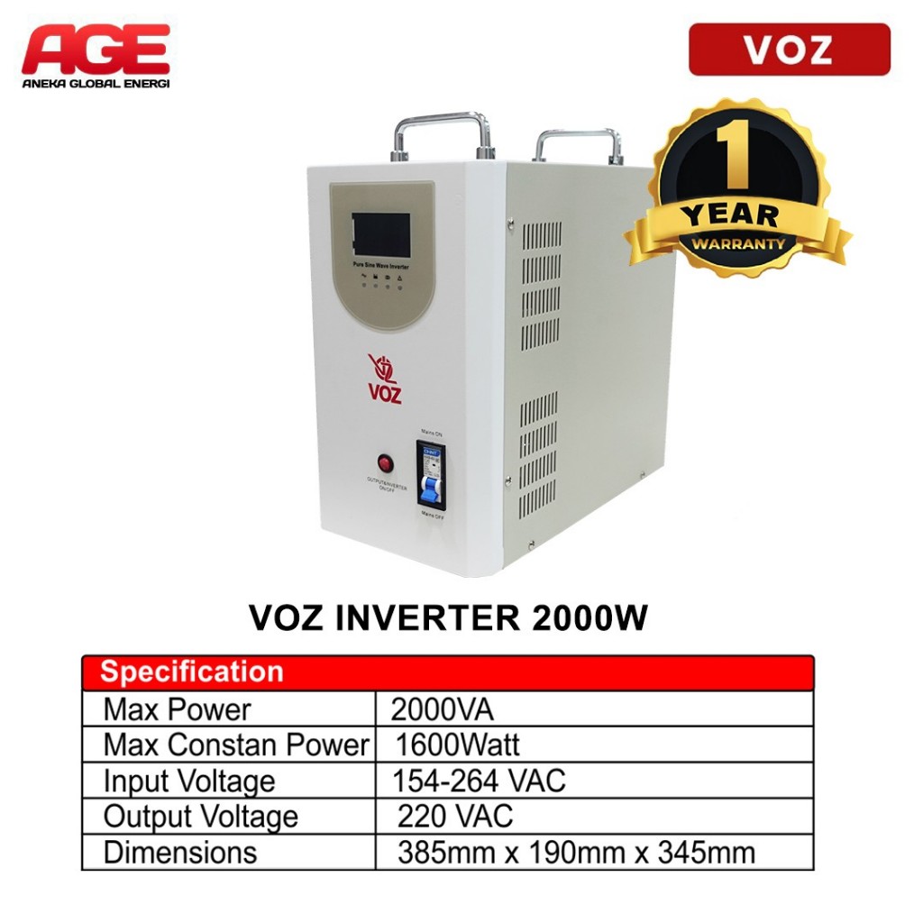 Jual Inverter Pure Sine Wave 2000watt 24V / Inverter 2000VA 24V Psw Voz original | Shopee Indonesia