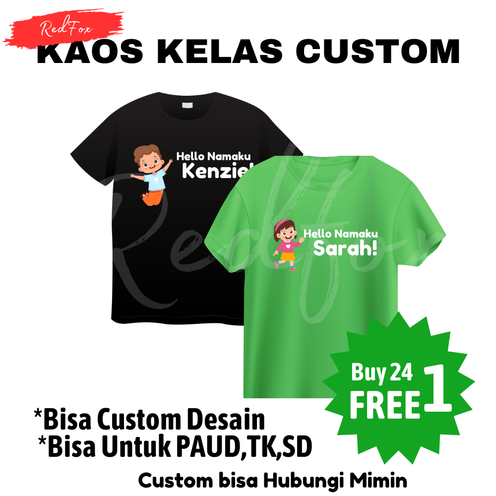 Jual Kaos Kelas Anak TK PAUD SD Umur 3-12 Tahun Bisa Custom Warna ...