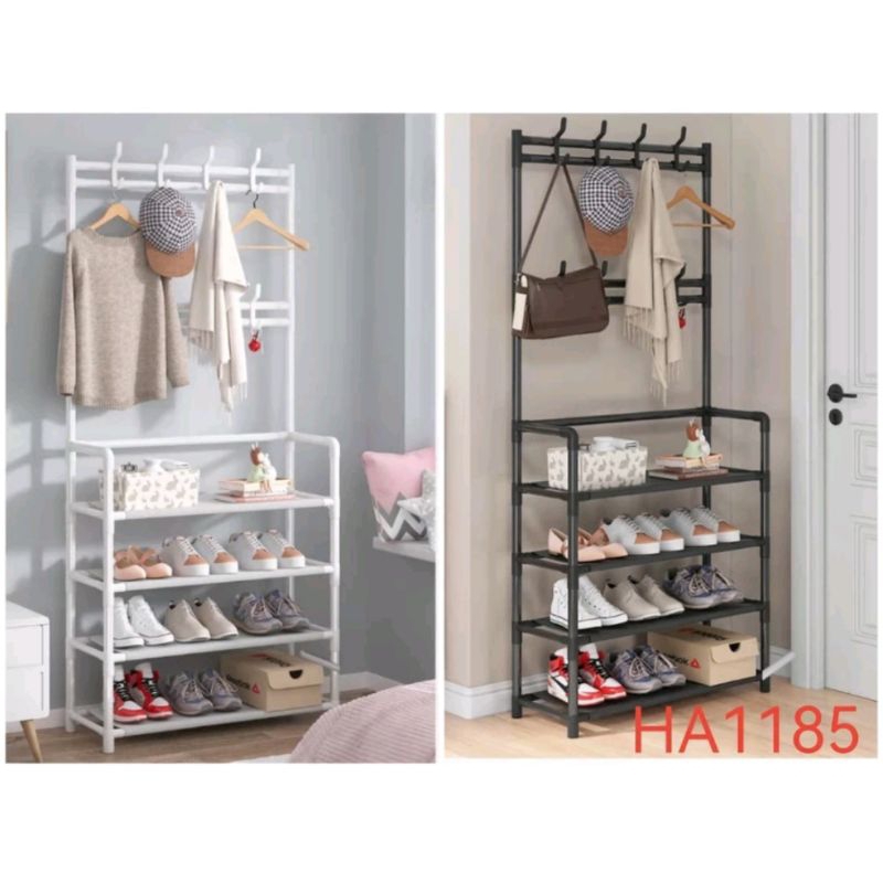 Jual Rak sepatu + hanger tas topi / stand hanger rak sepatu penyimpanan ...