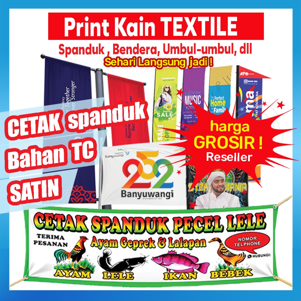 Jual Cetak Spanduk Kain / Print Banner kain / Umbul-umbul / Bendera ...