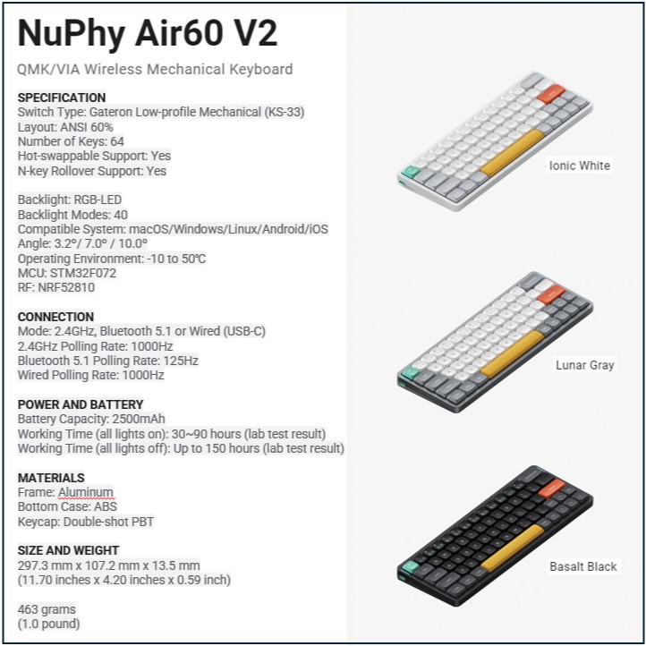 Jual Nuphy Air60 V2 Wireless Mechanical Keyboard | Shopee Indonesia
