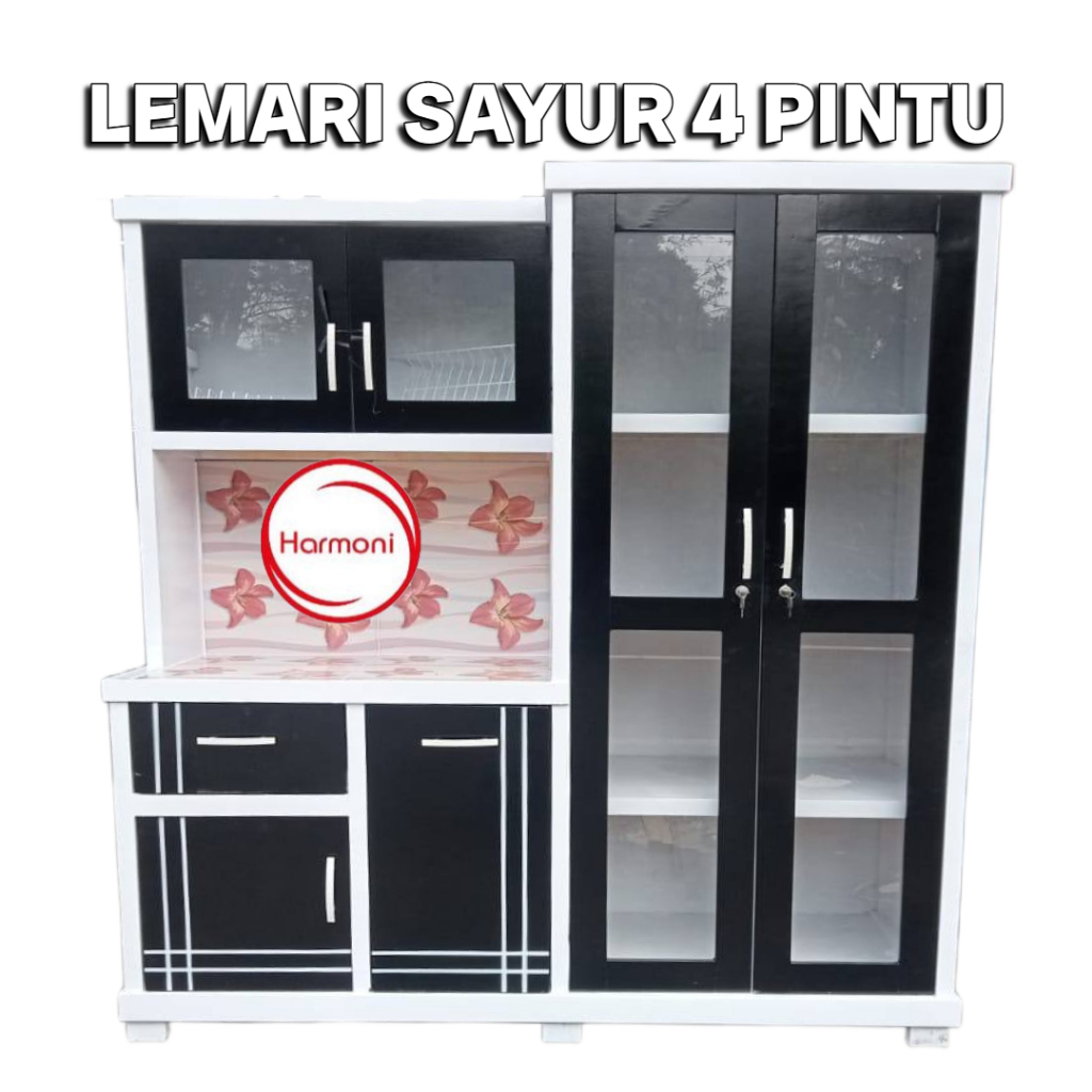 Jual Lemari Piring Kayu Rak Piring 4 Pintu Kayu BACA DESKRIPSI SEBELUM ...