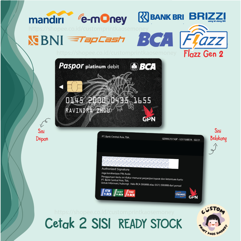 Jual KARTU E MONEY E TOLL KREDIT CARD PLATINUM DEBIT GPN KEREN BLACK ...