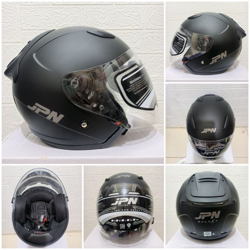 Jual JPN Helm Motor Half Face SNI Dewasa Galaxy Warna Hitam Doff ...