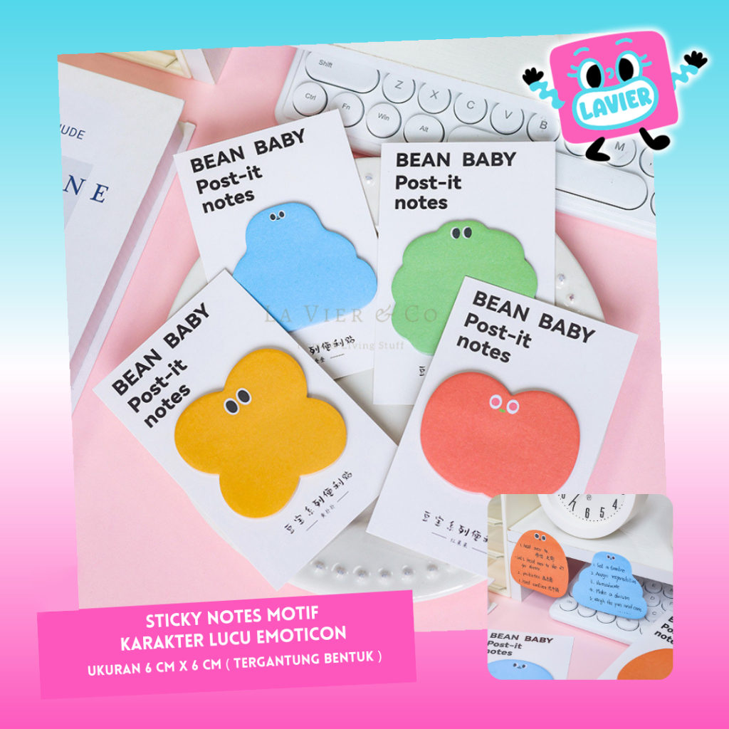 Jual Lavier Sticky notes motif karakter lucu emoticon smile Sticky memo ...