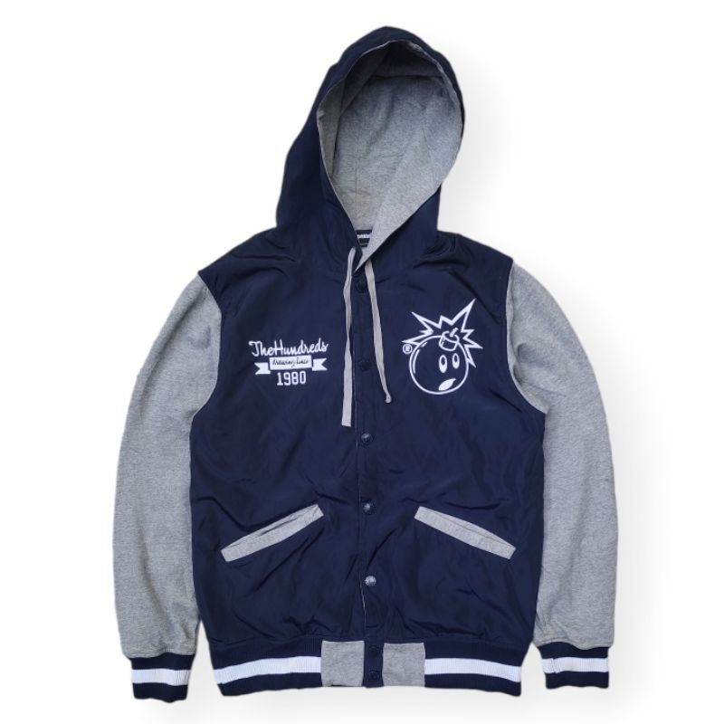 Jual The Hundreds HUGE Embroidered Atom Bomb Hooded Varsity Jacket ...