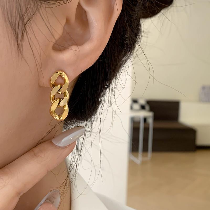 Jual (Sepasang)Anting-anting titanium rantai logam vintage sederhana ...