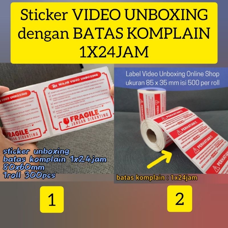Jual LABEL STICKER FRAGILE WAJIB UNBOXING BATAS KOMPLAIN 1X24JAM ...