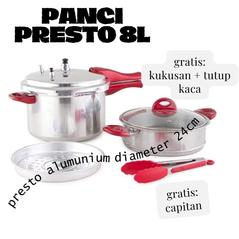 Jual HOMECOOK PRESTO 8Liter Panci Alumunium Jumbo 24Cm Panci Kukusan | Shopee Indonesia