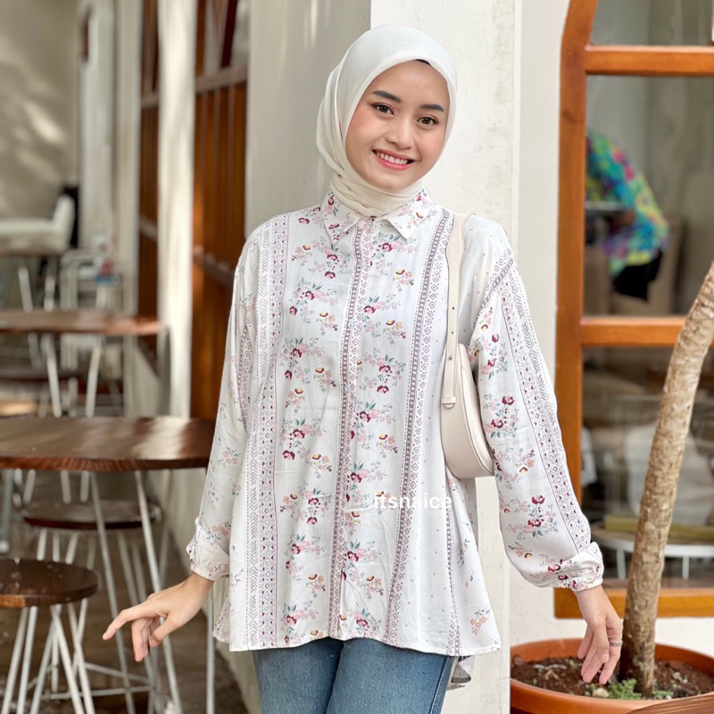 Jual ZALIA SHIRT - Kemeja Motif Bunga Wanita / Basic Shirt Wanita by ...