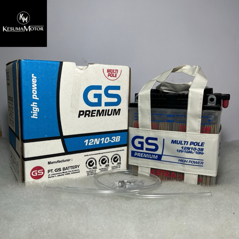 Jual AKI GS BASAH 12N10-3B 12V 10A AKI 10 AMPER ASLI ORIGINAL GS ASTRA THUNDER 250 VESPA PX150 ...