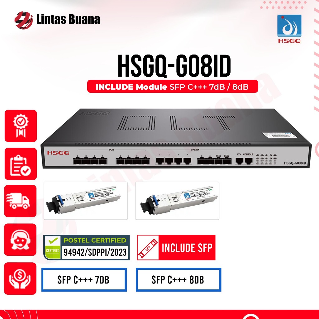 Jual OLT GPON HSGQ-G008ID 8 Port GPON OLT 10G uplink FREE SFP GPON ...