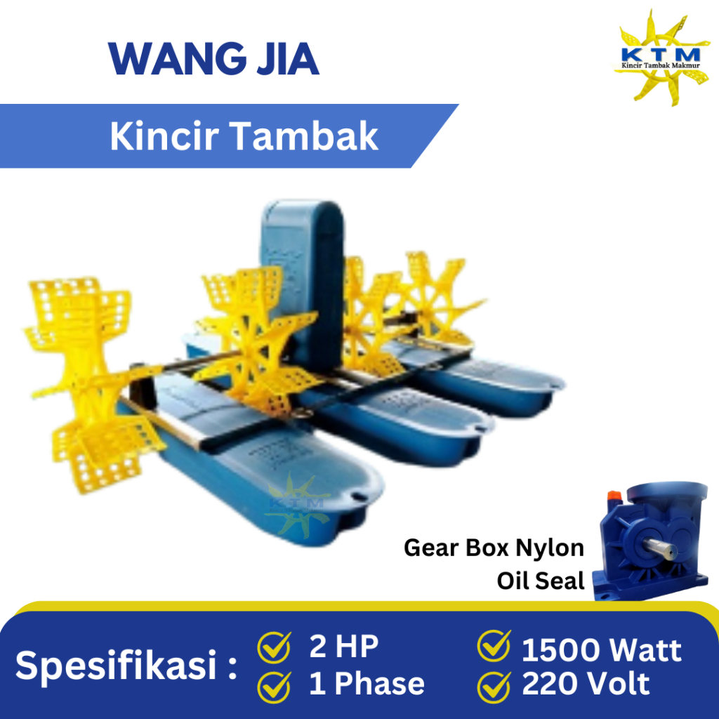 Jual Kincir Tambak 2HP 1Phase 220volt 1500watt, Gearbox Nylon Oil Seal ...