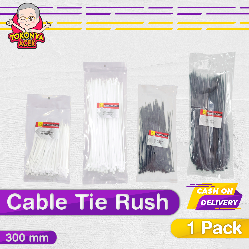Jual Kabel Ties Putih - Cable Tie Hitam 300 mm 100 pcs / Cable Tie ...
