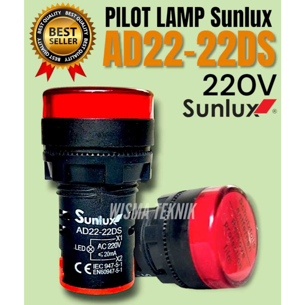 Jual PILOT LAMP SUNLUX 220 VAC 22 MM SUNLUX RED AD22-22DS | Shopee Indonesia